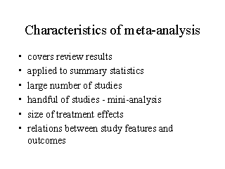 Characteristics of meta-analysis